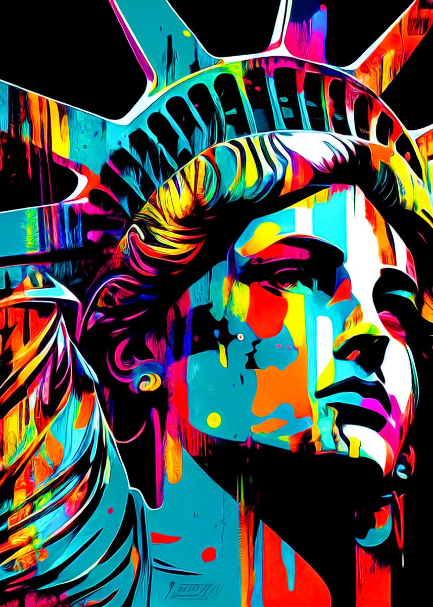 'Statue of liberty' Poster, picture, metal print, paint by Ties Rosi | Displate