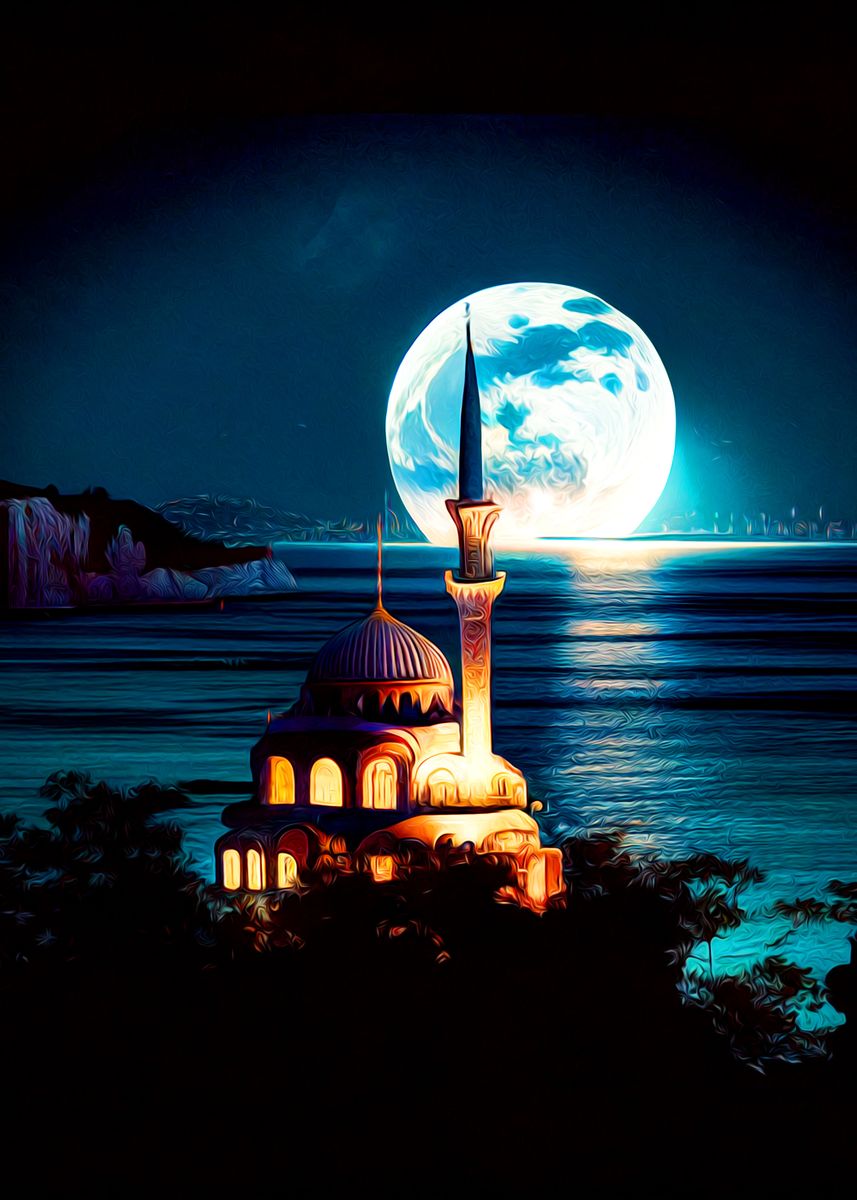 'Majestic castle and moon' Poster, picture, metal print, paint by javis ...