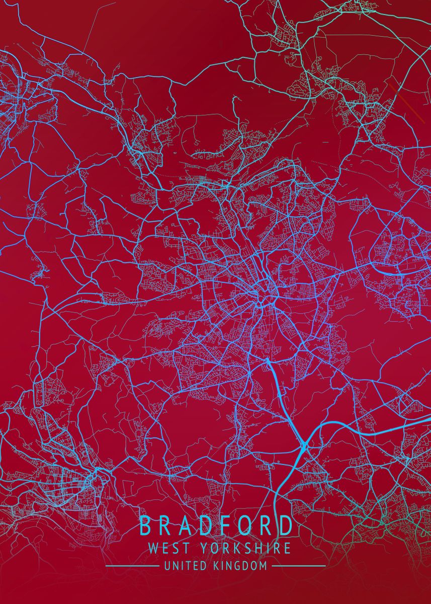 'Bradford UK CITY MAP' Poster by Gigi Bgm | Displate