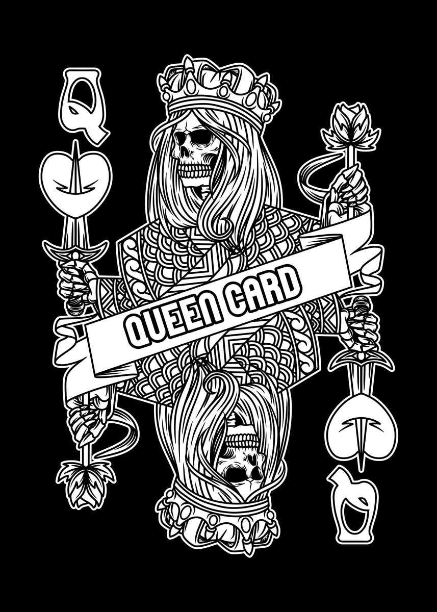 ' queen card BnW' Poster by hendra pratama | Displate