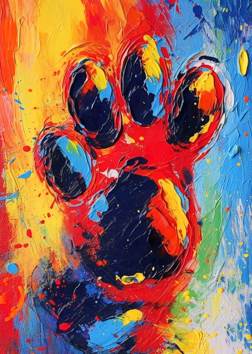 'Dog Paw Abstract Painting' Poster, picture, metal print, paint by ...