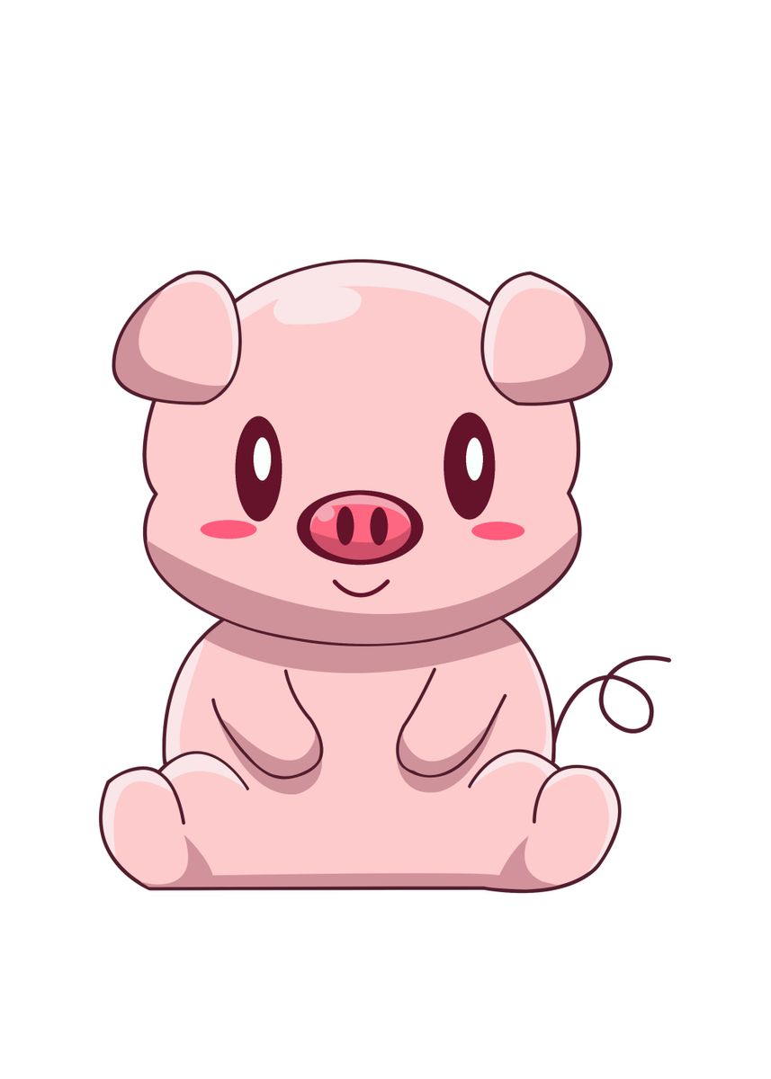 'pig cute animal' Poster by Anime | Displate