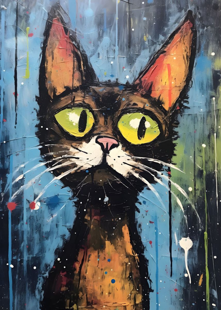 'Expressionism Cat' Poster, picture, metal print, paint by ...