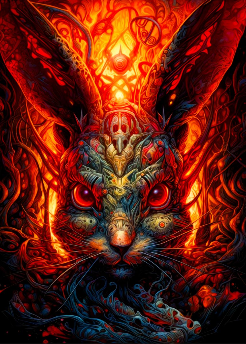 'Rabbit Monster' Poster, picture, metal print, paint by davisd lee ...