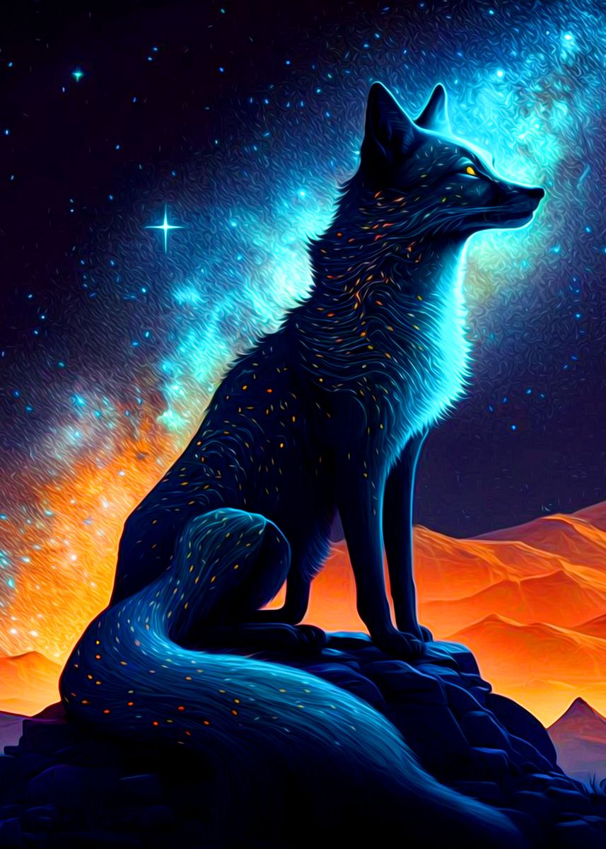 'Fantasy Wolf' Poster by Haibara Inuya | Displate