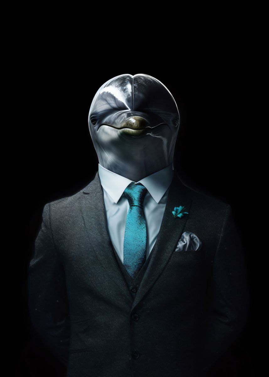 'Business Dolphin' Poster, picture, metal print, paint by Conceptual ...