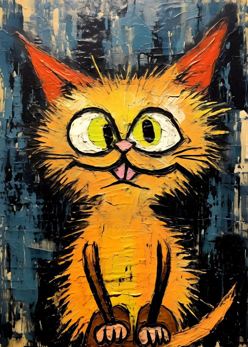 'Cut Cat Painting' Poster, picture, metal print, paint by ...