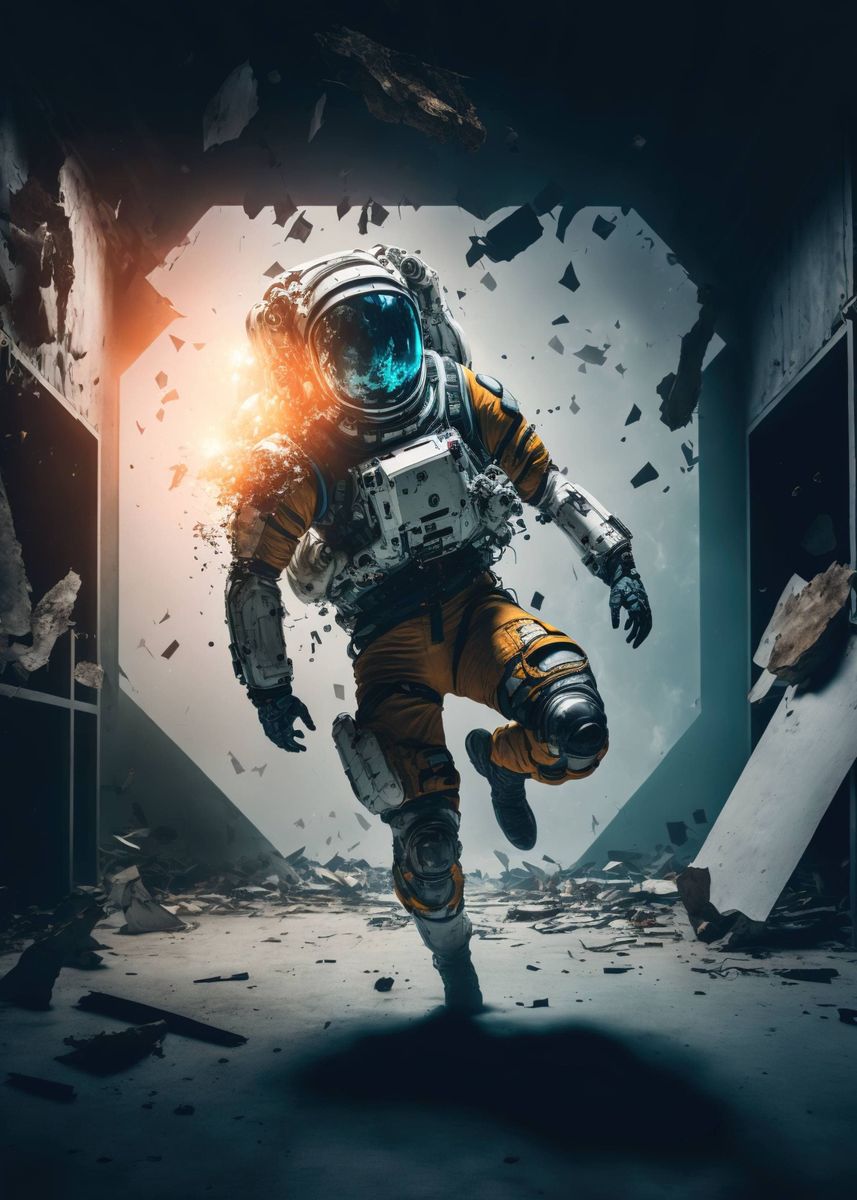 'Spaceman Walk' Poster, picture, metal print, paint by Stephen ...