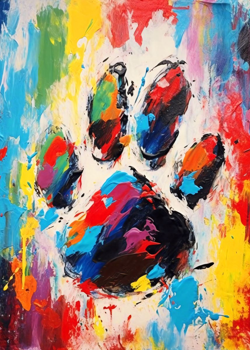 'Dog Paw Abstract Painting' Poster, picture, metal print, paint by ...