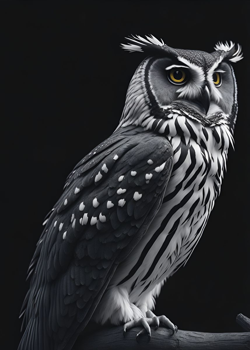 'Owl bw' Poster, picture, metal print, paint by Something About Art ...
