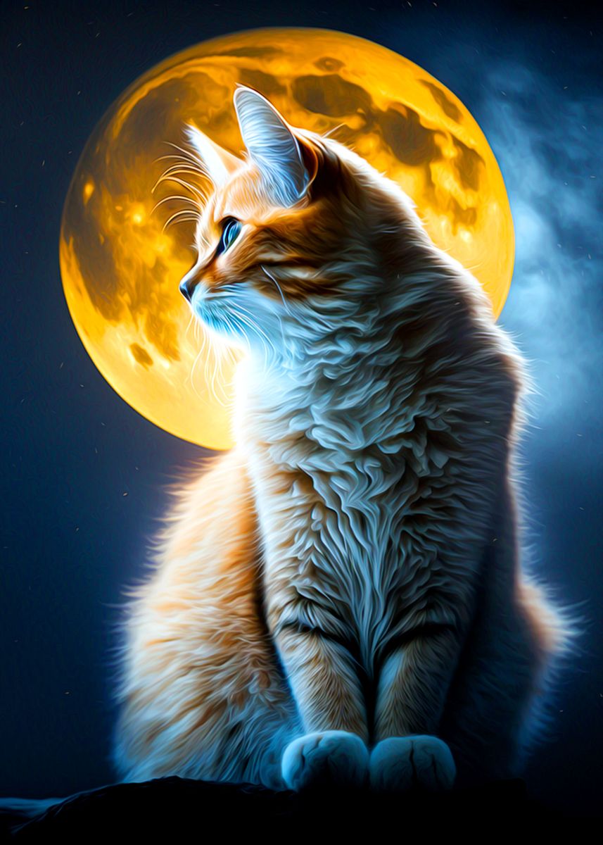 'Cat' Poster, picture, metal print, paint by Sunny Artist | Displate