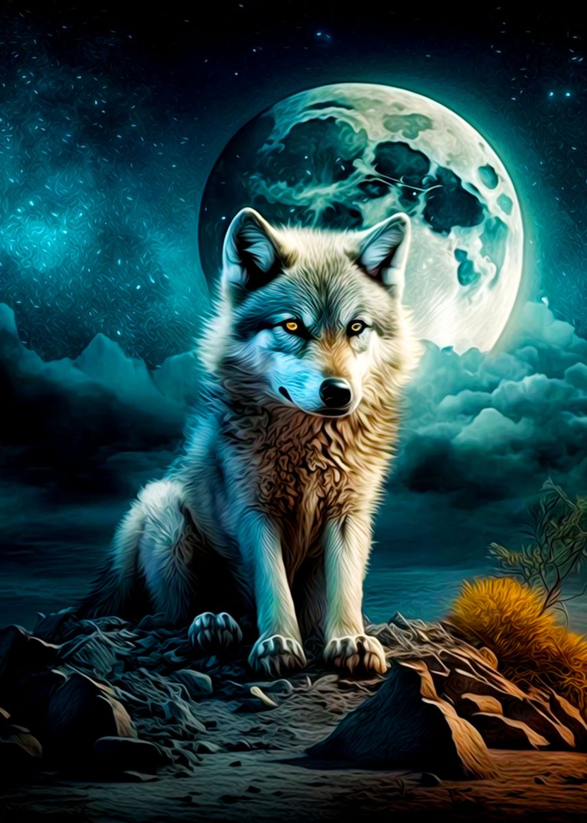 'Fantasy Wolf' Poster, picture, metal print, paint by Haibara Inuya ...