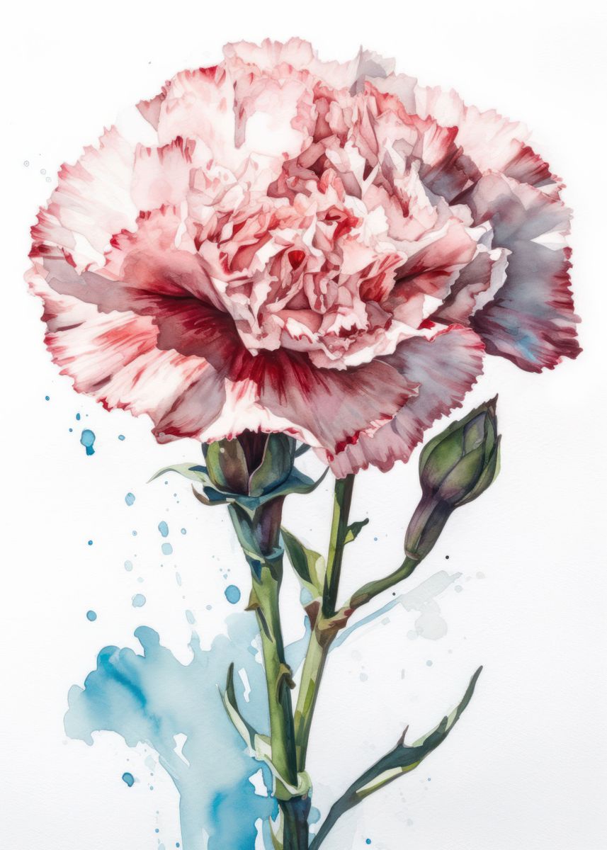 'Carnation Artwork Flower' Poster, picture, metal print, paint by Usama ...