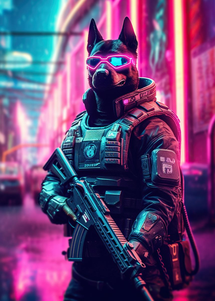 'Cyberpunk Police Dog' Poster, picture, metal print, paint by Beast ...