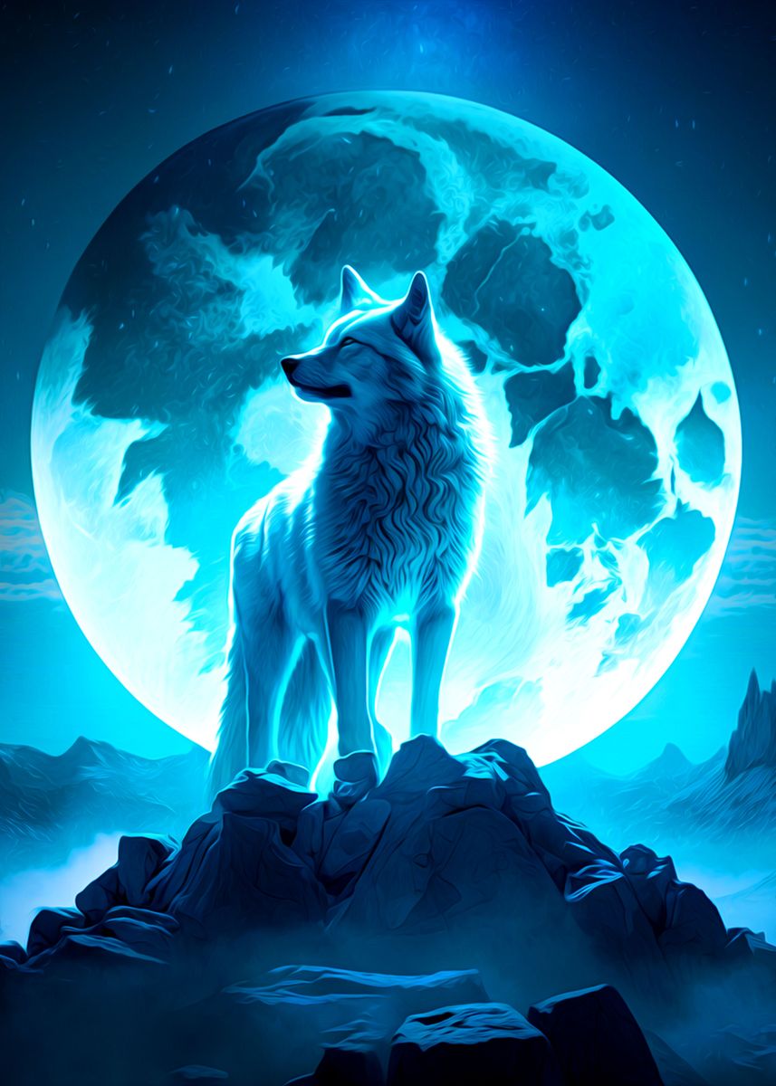 'Fantasy Wolf' Poster, picture, metal print, paint by Haibara Inuya ...