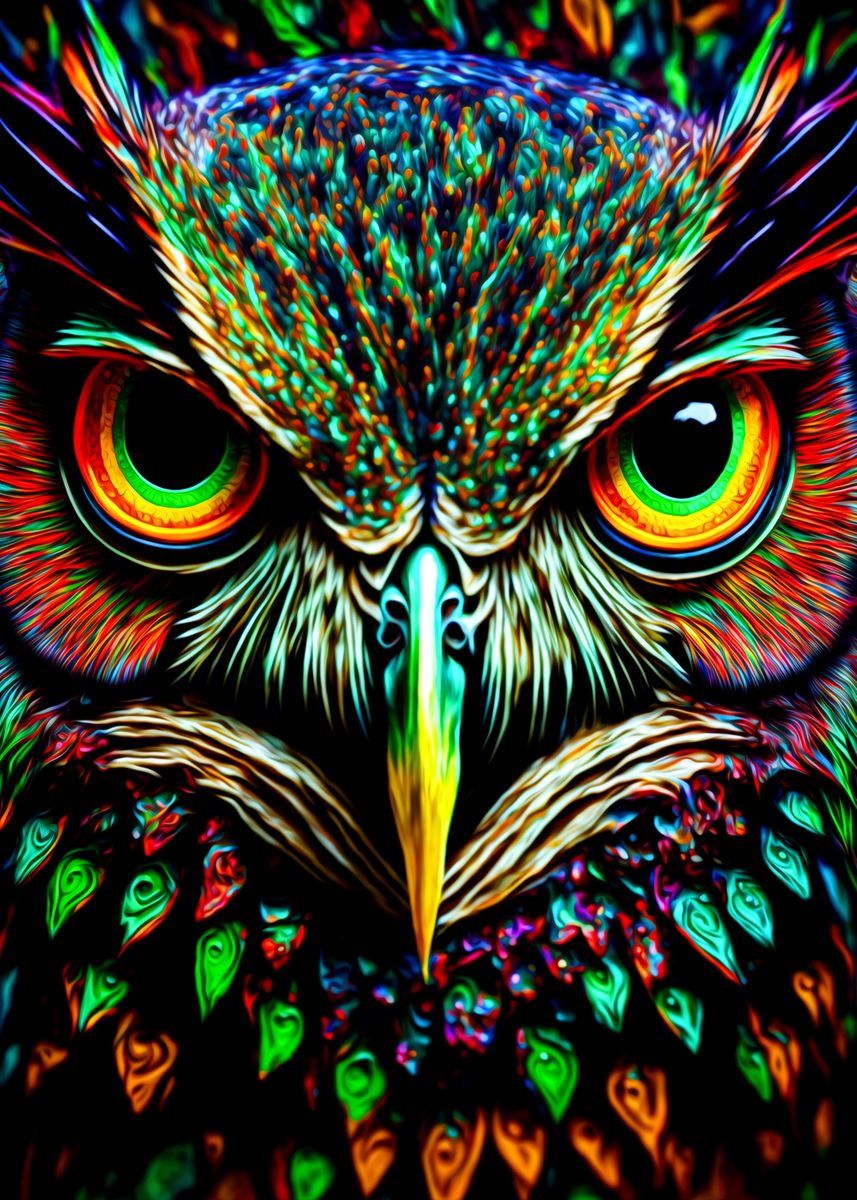 'Colorful Owl' Poster, picture, metal print, paint by Annie Mcman ...