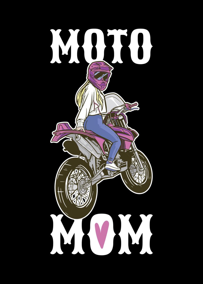 'Moto Mom' Poster, picture, metal print, paint by CatRobot | Displate