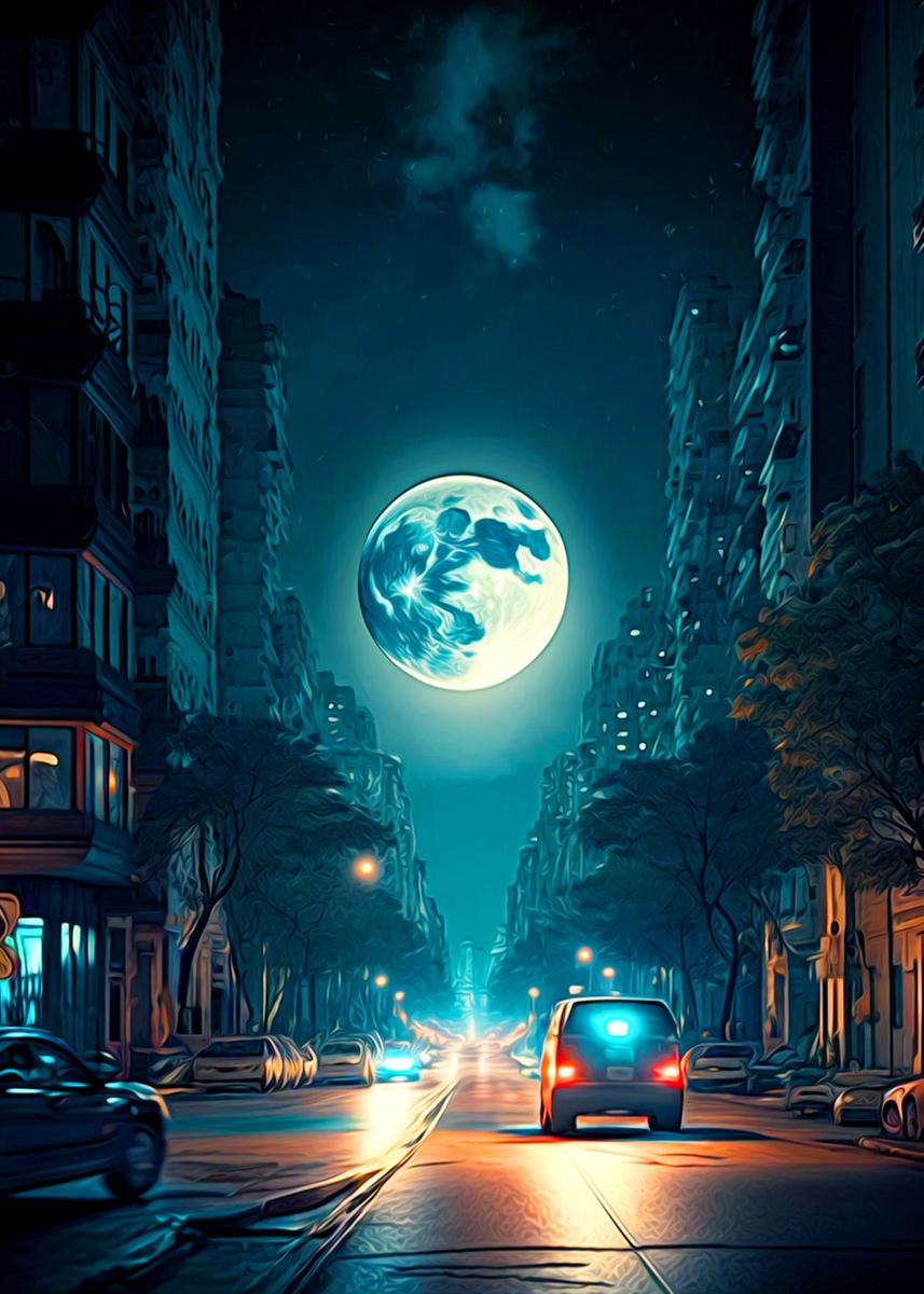 'Fantasy Moon Night' Poster, picture, metal print, paint by Alaye ...