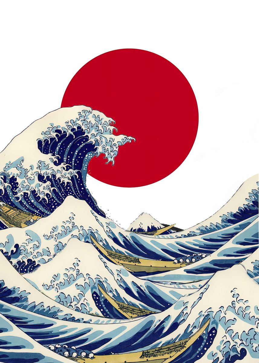 'Japan wave' Poster, picture, metal print, paint by Lech Tristen | Displate