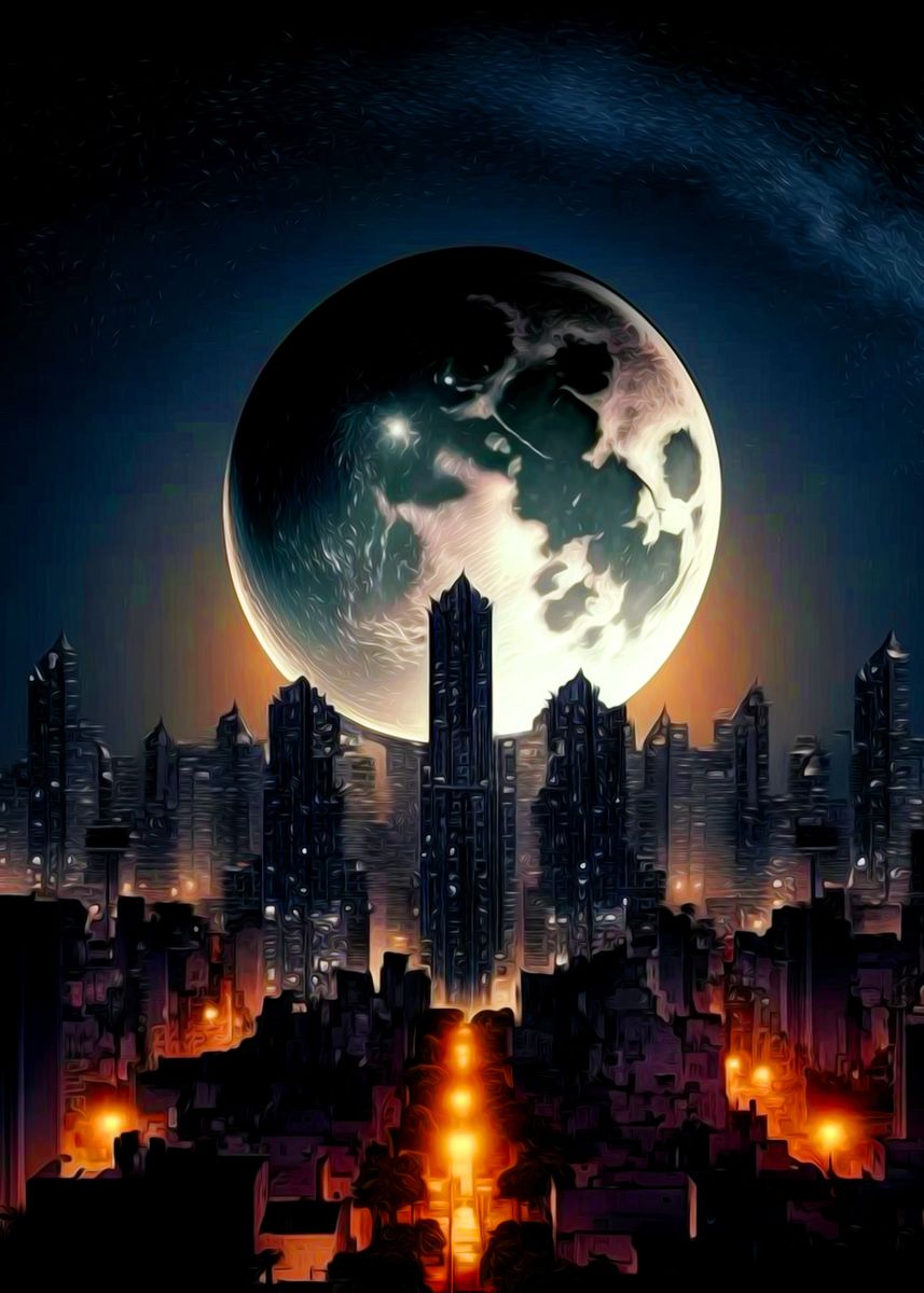 'Fantasy Moon Night' Poster by Alaye Parton | Displate