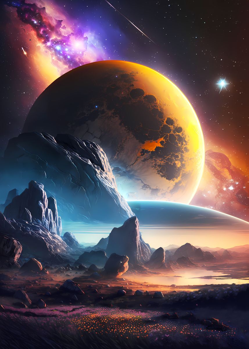'Fantasy Celestial Horizons' Poster, picture, metal print, paint by ...