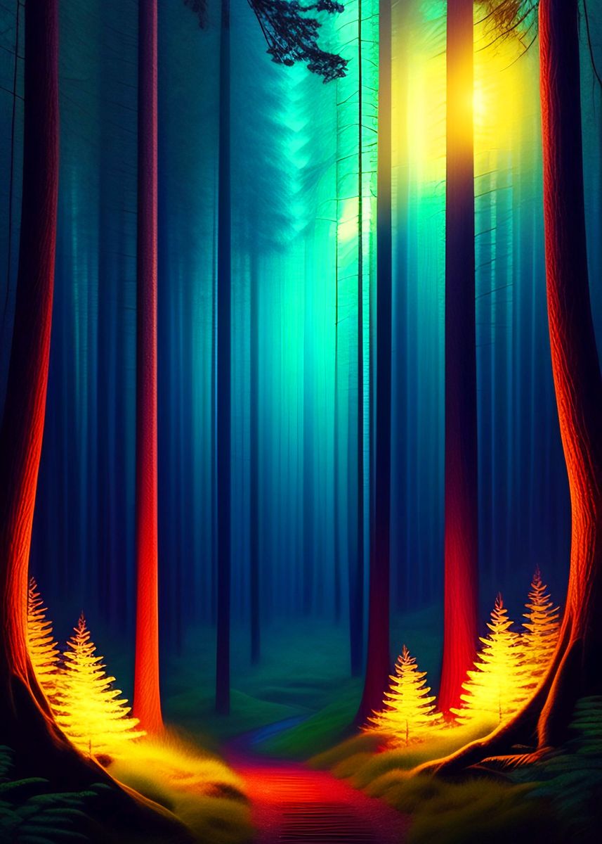 'FOREST' Poster, picture, metal print, paint by LuckStory | Displate