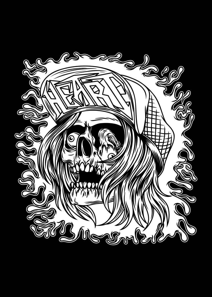 'skull trash BnW' Poster, picture, metal print, paint by hendra pratama ...