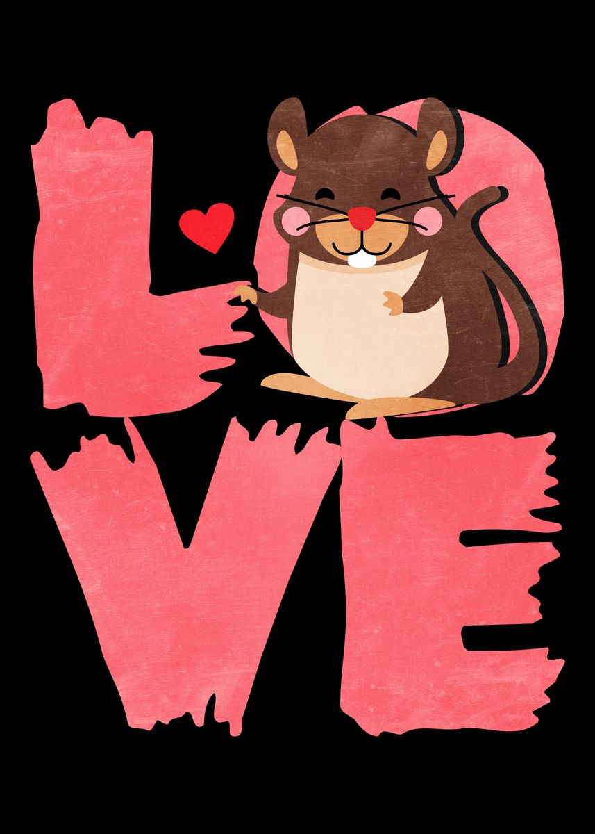 'Love Gerbil' Poster, picture, metal print, paint by Hexor | Displate
