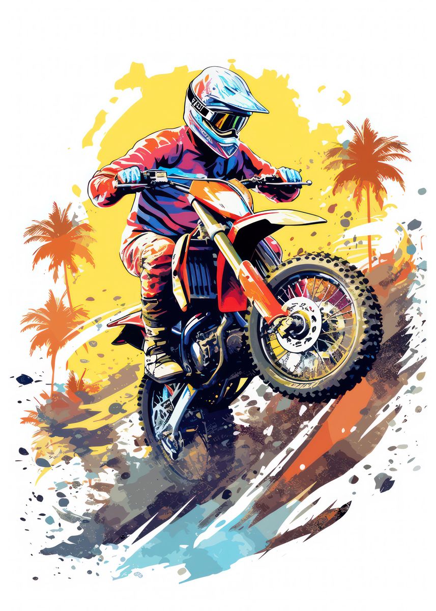 'Dirt bike rider ' Poster, picture, metal print, paint by Mobilunik ...