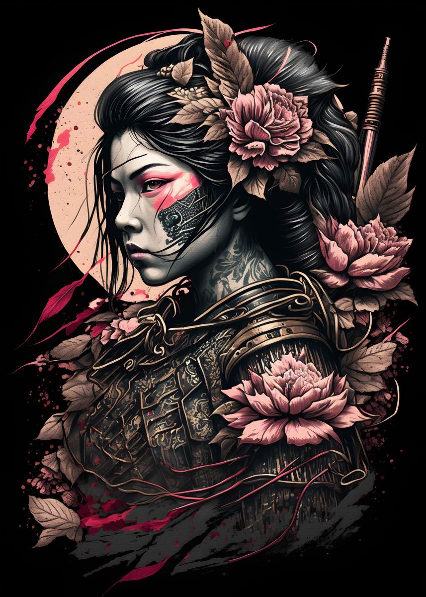 'Japanese geisha samurai' Poster, picture, metal print, paint by Elz ...