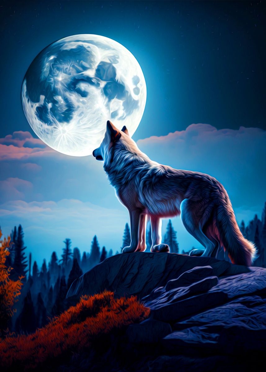 'Fantasy Wolf' Poster, picture, metal print, paint by Haibara Inuya ...