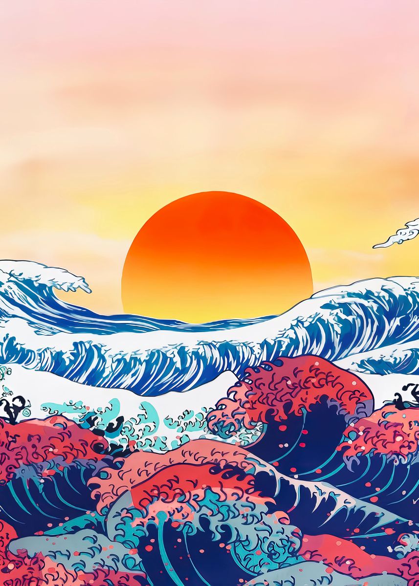 'Japan wave' Poster by Lech Tristen | Displate