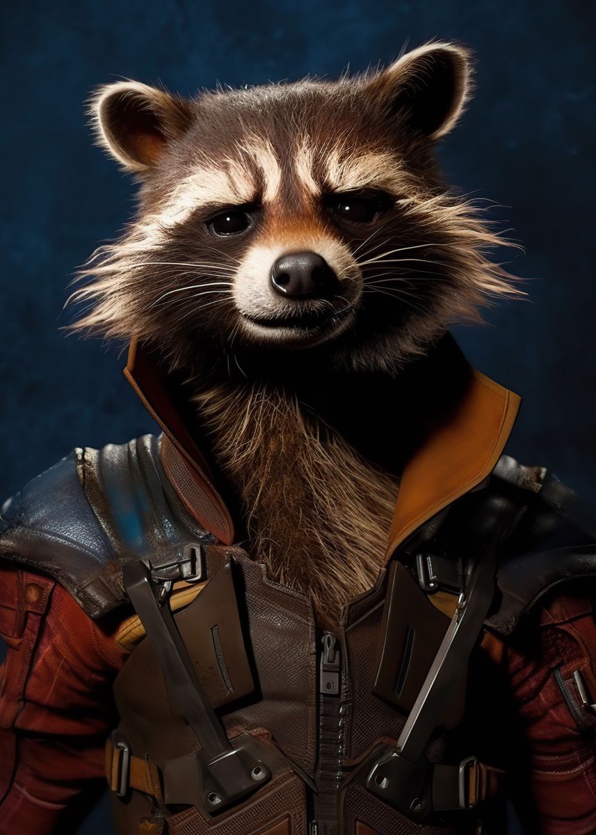 'Raccoon warrior' Poster, picture, metal print, paint by Raheel Hollis ...