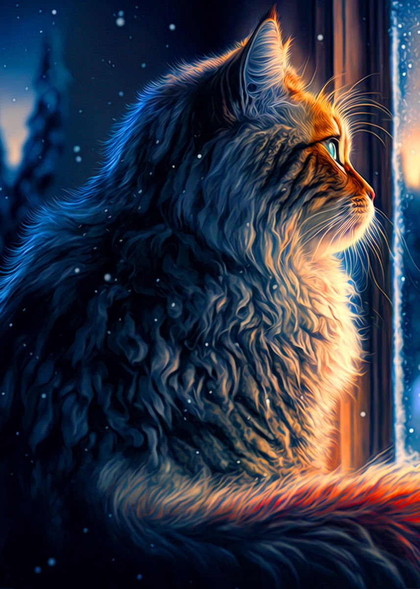 'Cat' Poster, picture, metal print, paint by Sunny Artist | Displate