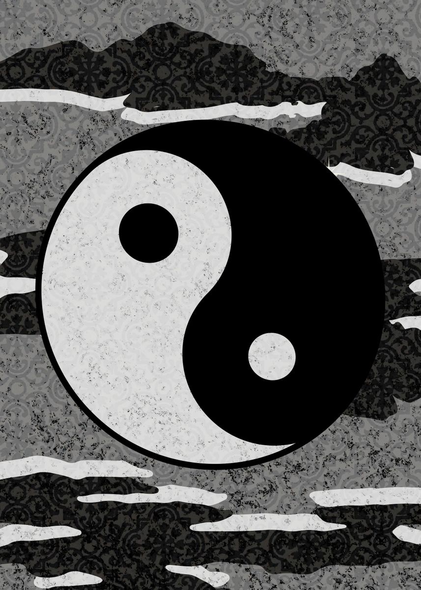 'Zen Cloud Yin Yang Black' Poster, picture, metal print, paint by Star ...