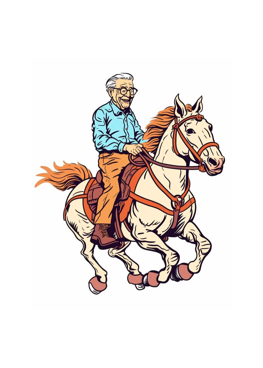 'Horse Rider Grandpa' Poster, picture, metal print, paint by CrownMerch ...