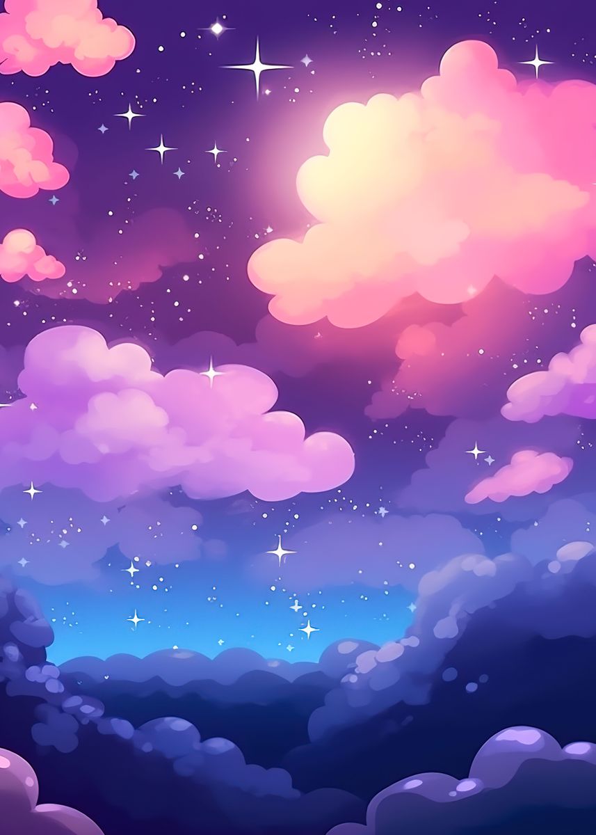 'cloudy sky ' Poster, picture, metal print, paint by Isla Daven | Displate