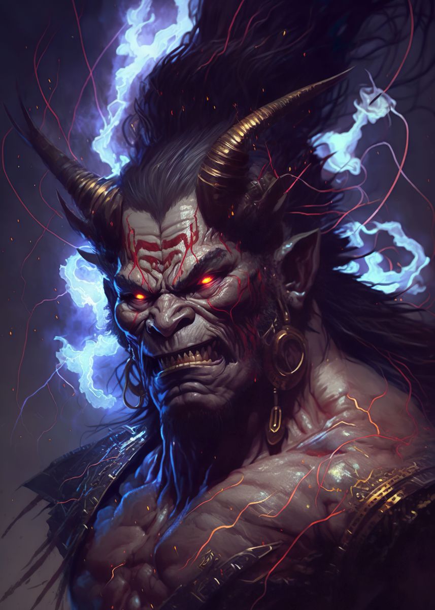 'Oni Demon Japan Art' Poster, picture, metal print, paint by Anton Lai ...