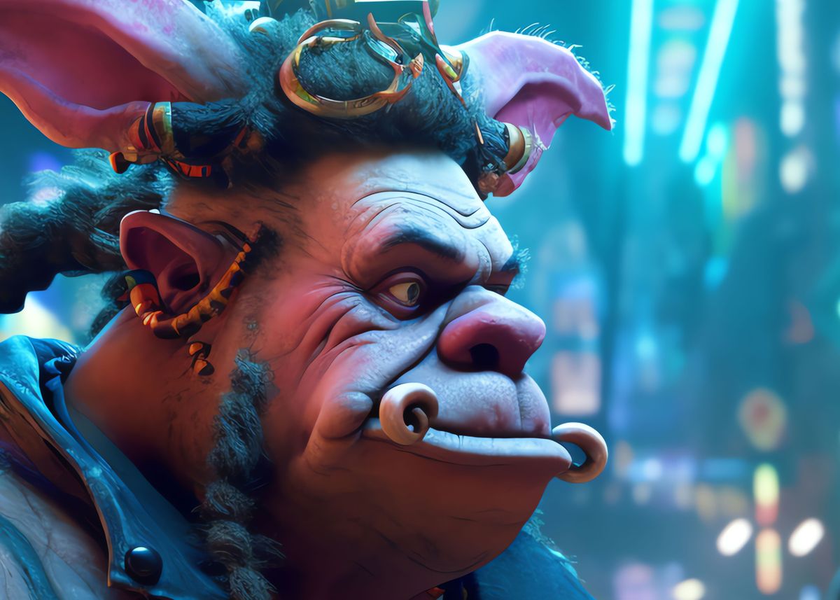 'Techno PIg' Poster by Trisya Art | Displate