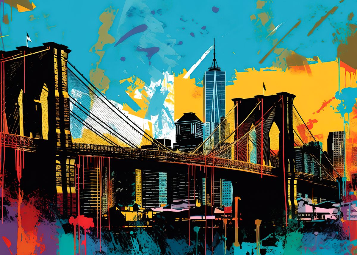 'Brooklyn Bridge Vintage ' Poster by MatiasCurrie | Displate