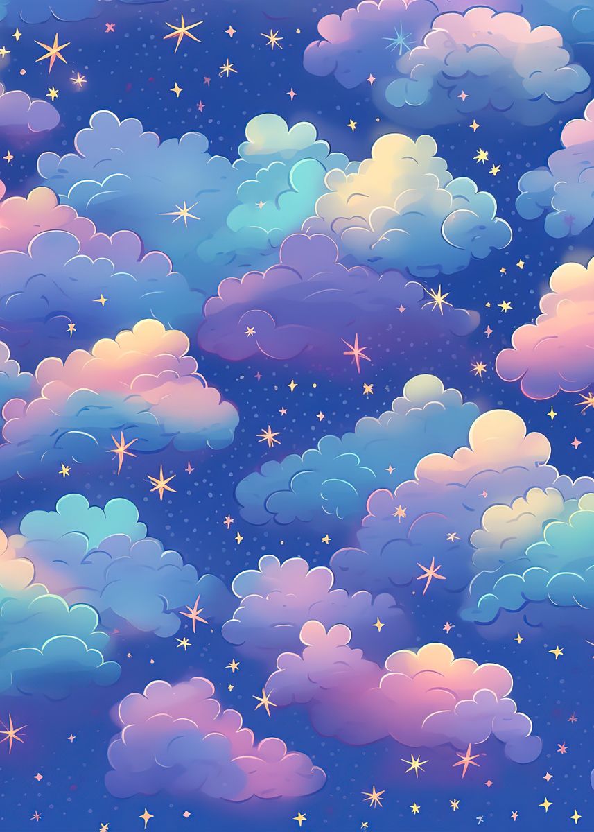 'cloudy sky ' Poster, picture, metal print, paint by Isla Daven | Displate