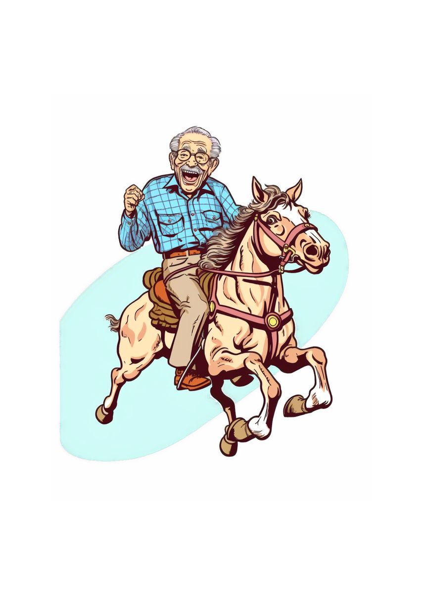 'Horse Rider Grandpa' Poster, picture, metal print, paint by CrownMerch ...