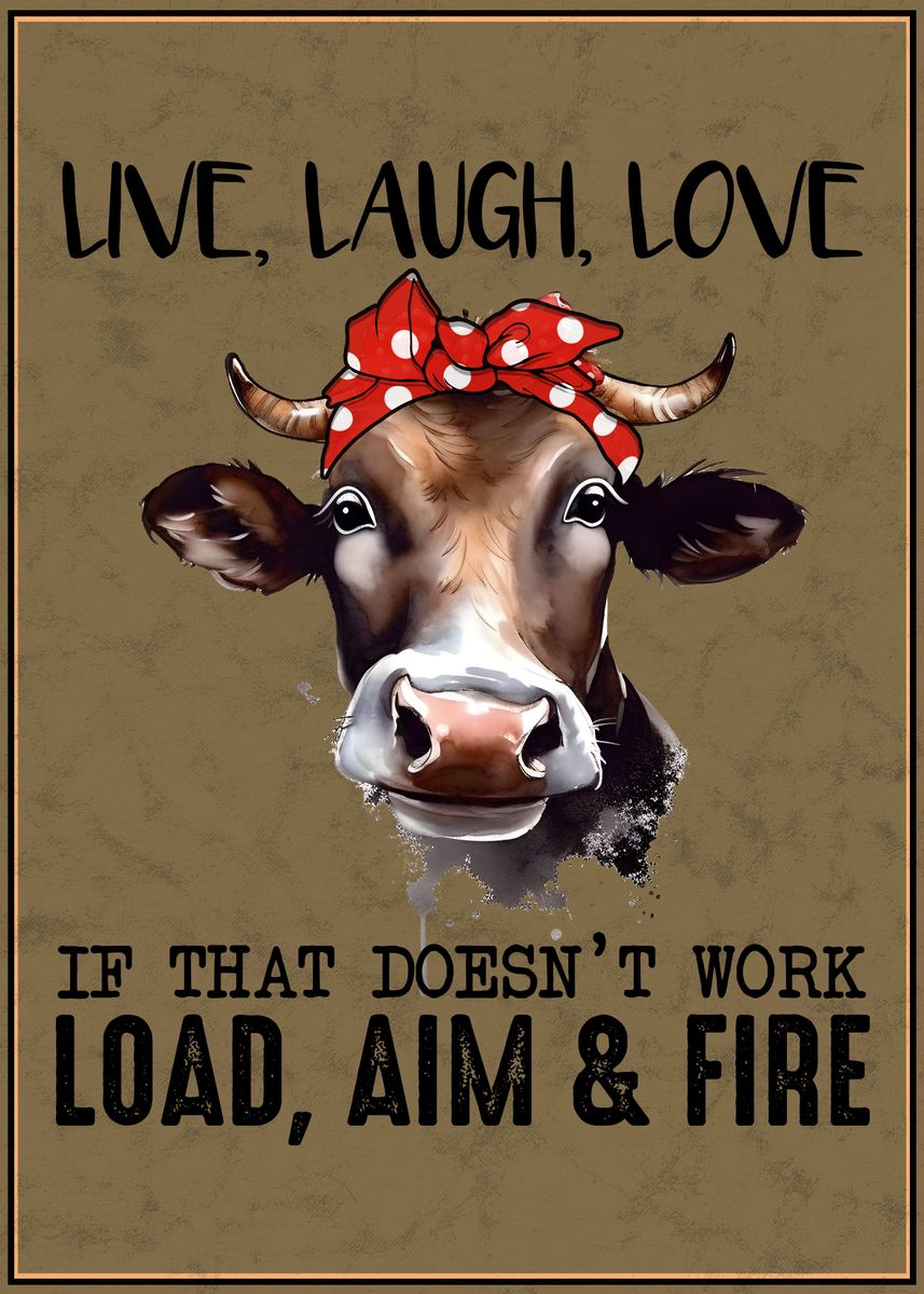 'Funny Cow Vintage Poster' Poster, picture, metal print, paint by Xăm ...