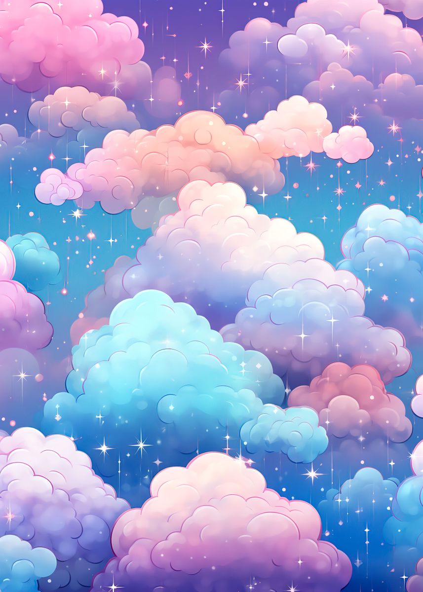 'cloudy sky ' Poster, picture, metal print, paint by Isla Daven | Displate