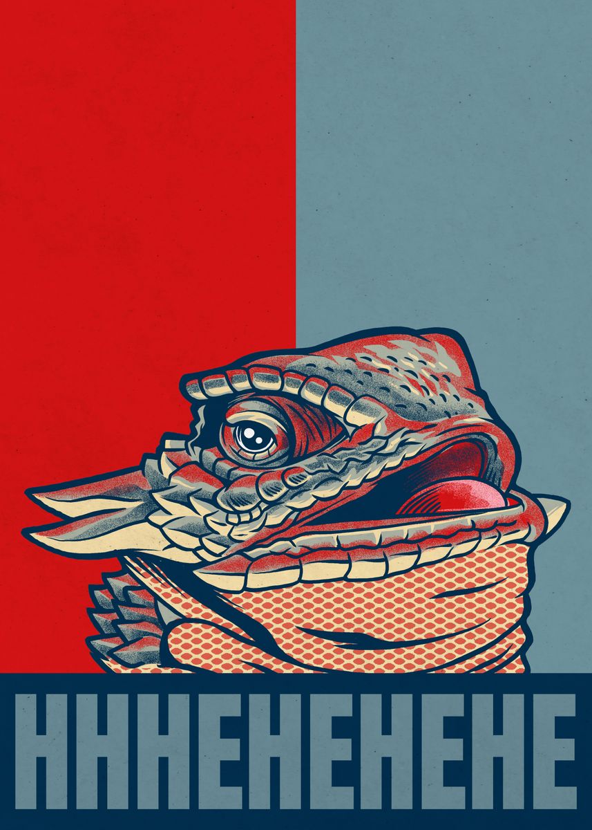 'Laughing Lizard Meme' Poster, picture, metal print, paint by Berkah ...