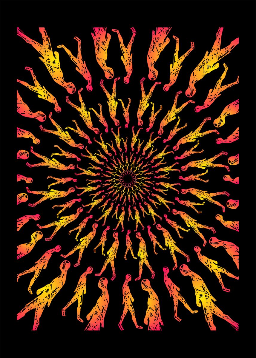 'Circle people walking' Poster, picture, metal print, paint by ...