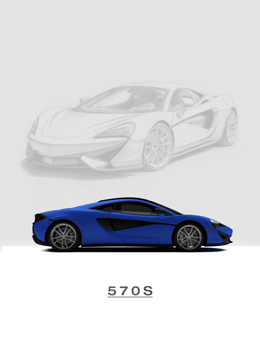 'McLaren 570S Blue' Poster by 21 MXM | Displate