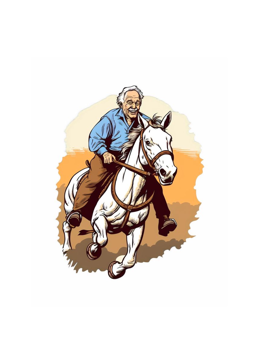 'Horse Rider Grandpa' Poster, picture, metal print, paint by CrownMerch ...