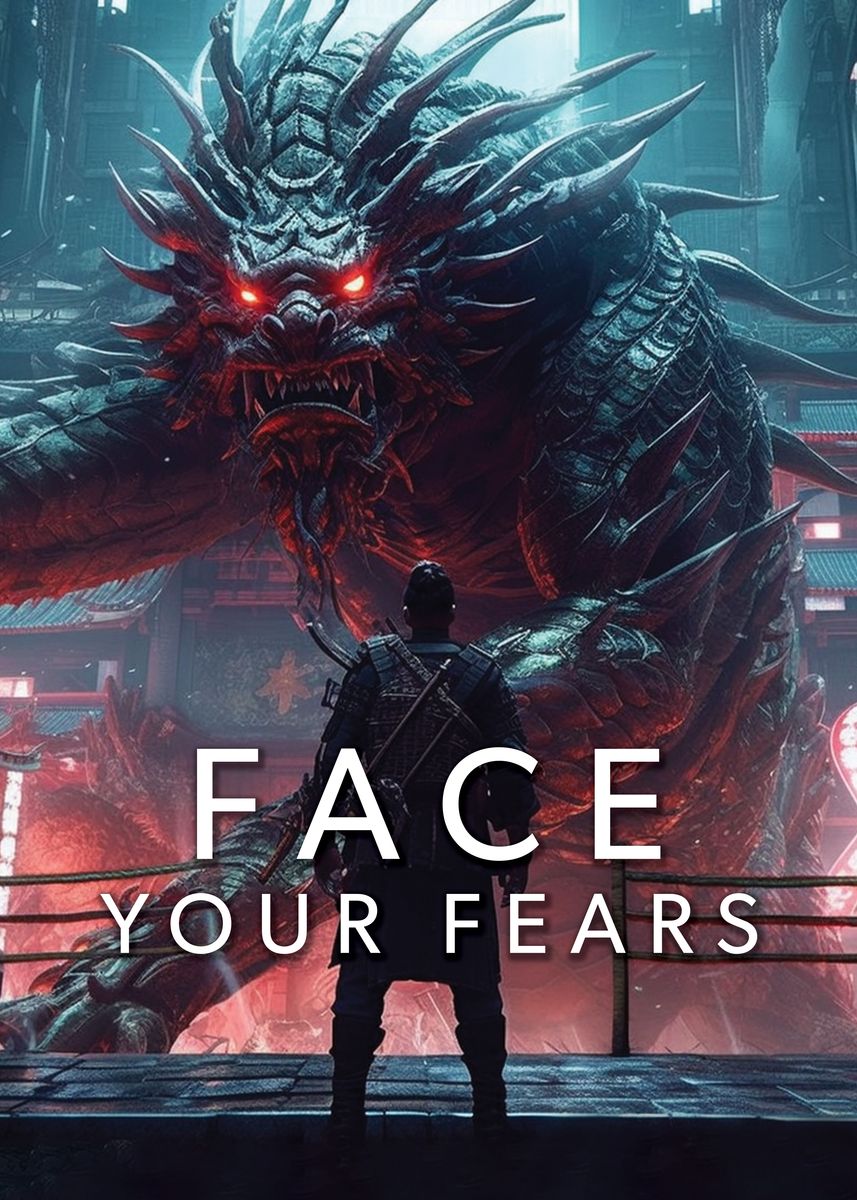 'Face Your Fears Dragon' Poster, picture, metal print, paint by CHAN ...