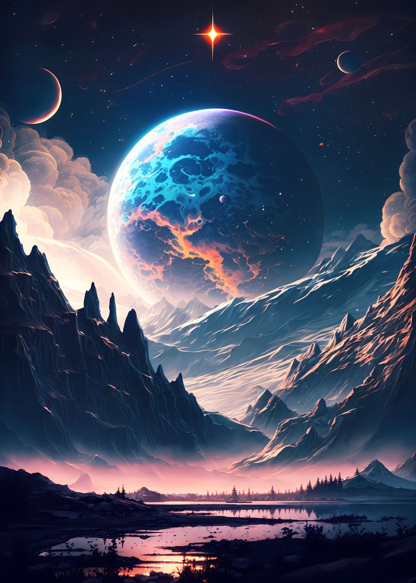 'Stellar Anime Landscape' Poster, picture, metal print, paint by Luong ...